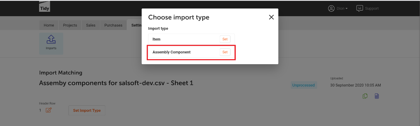 Import assembly components using Tidy 2's import tool