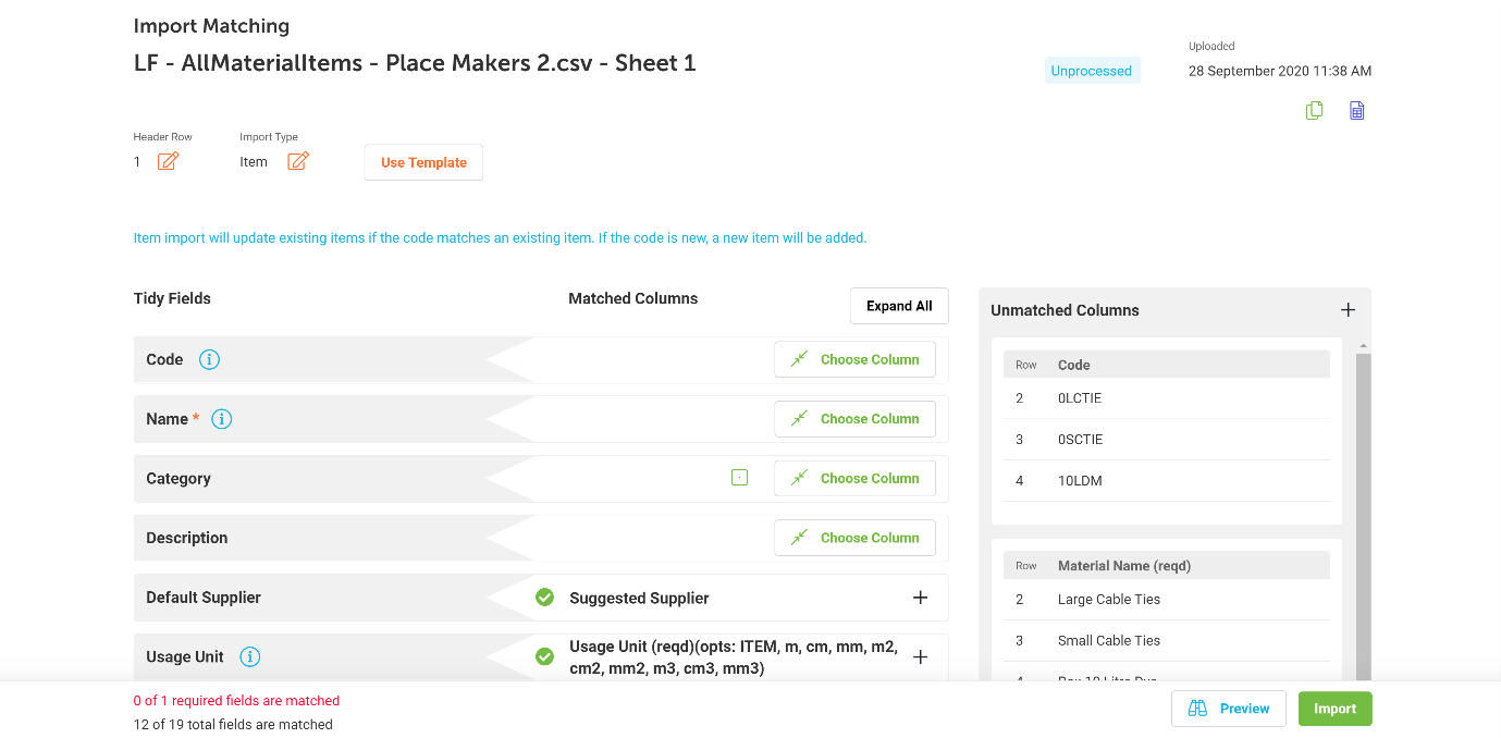 Import items using Tidy 2's import tool