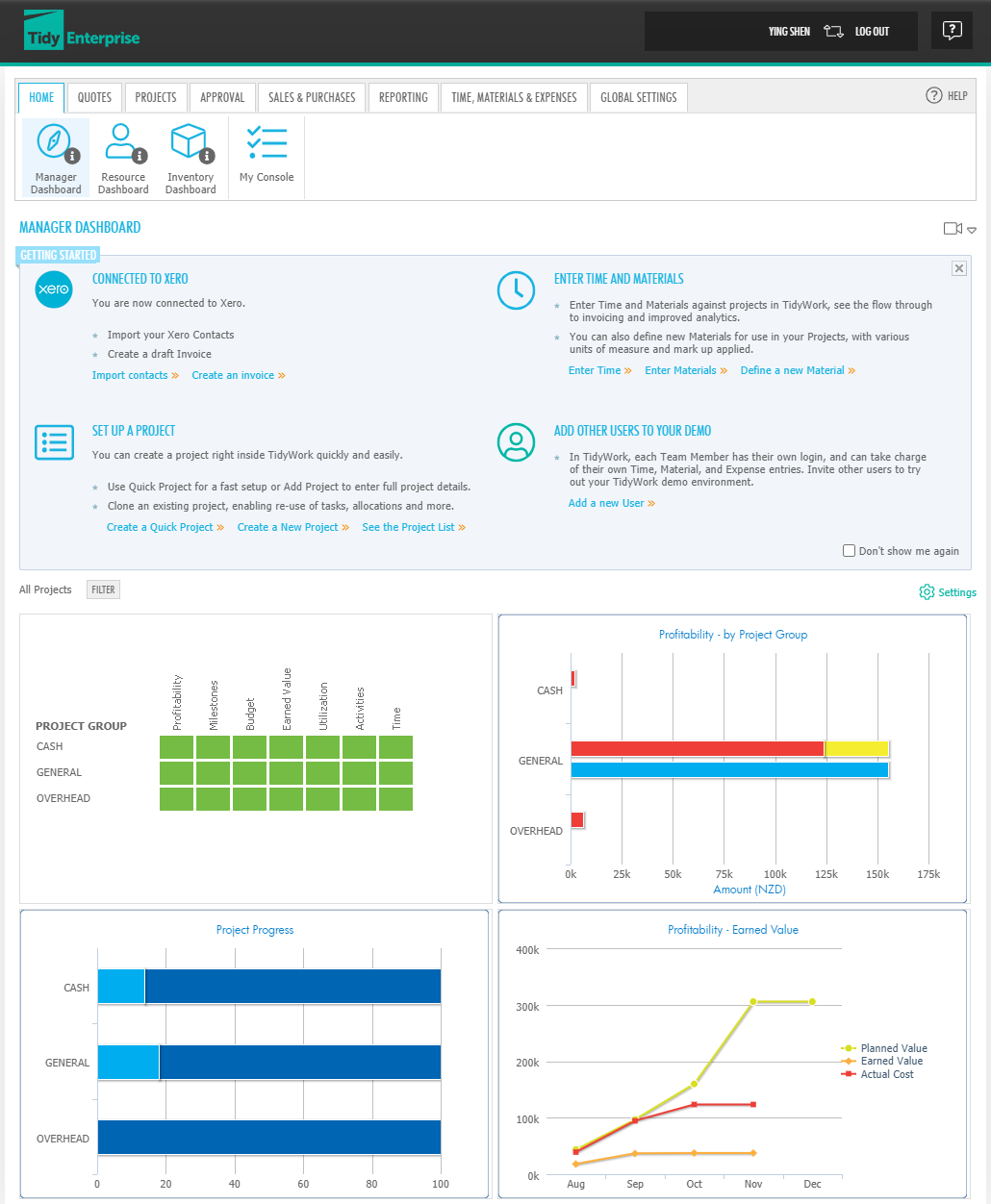 Manager dashboard