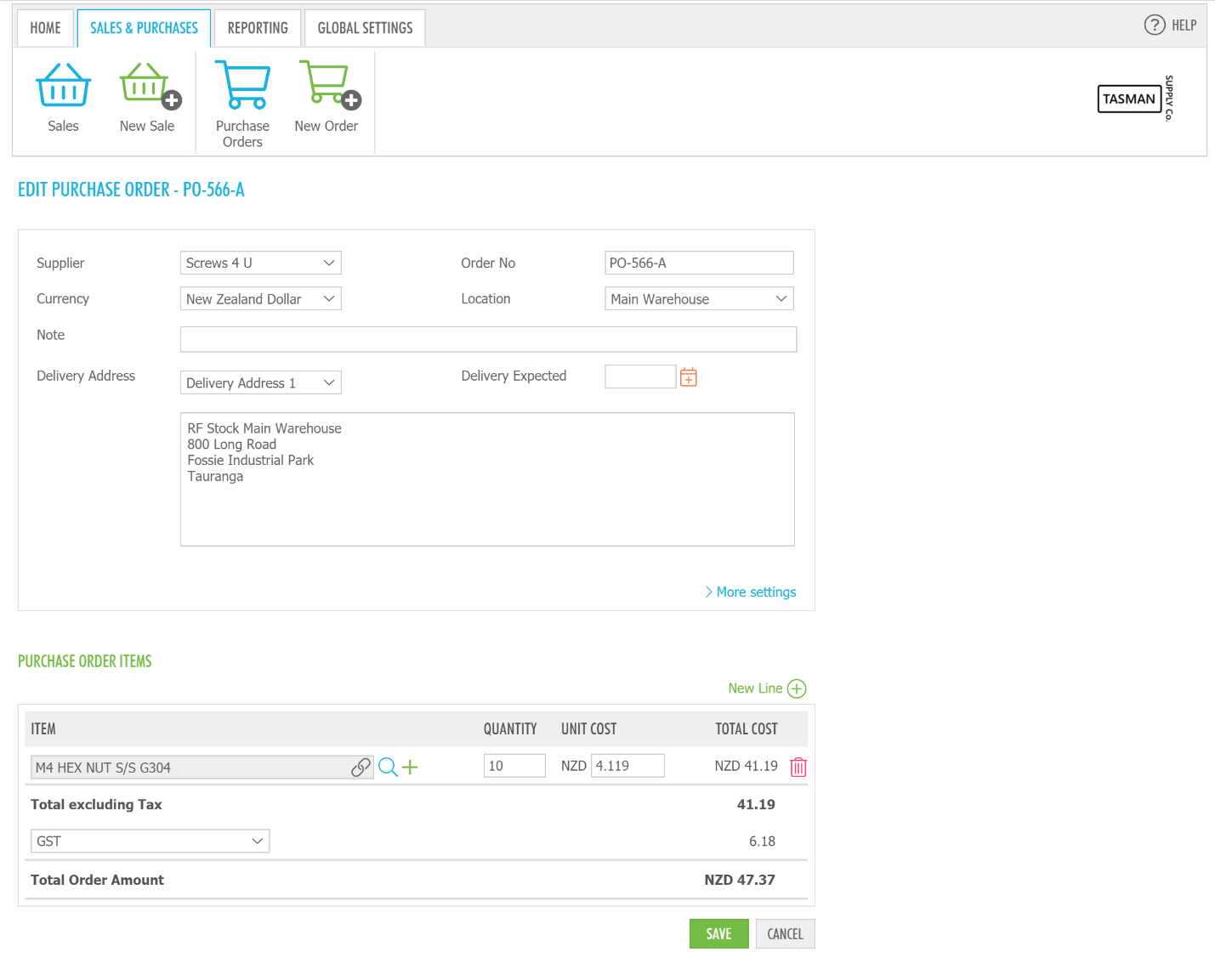 Edit a purchase order