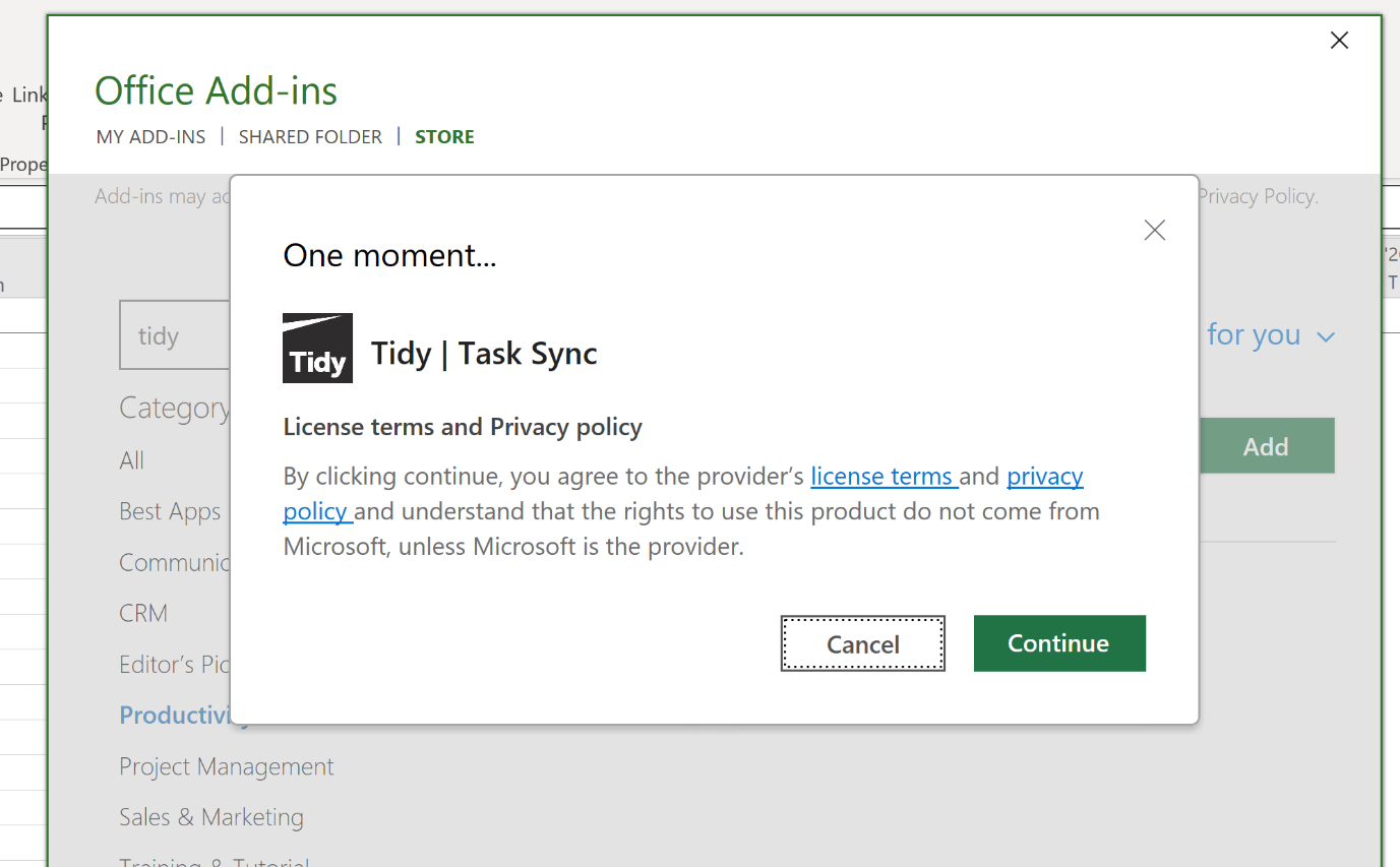 How to use Tidy's Microsoft Project Integration