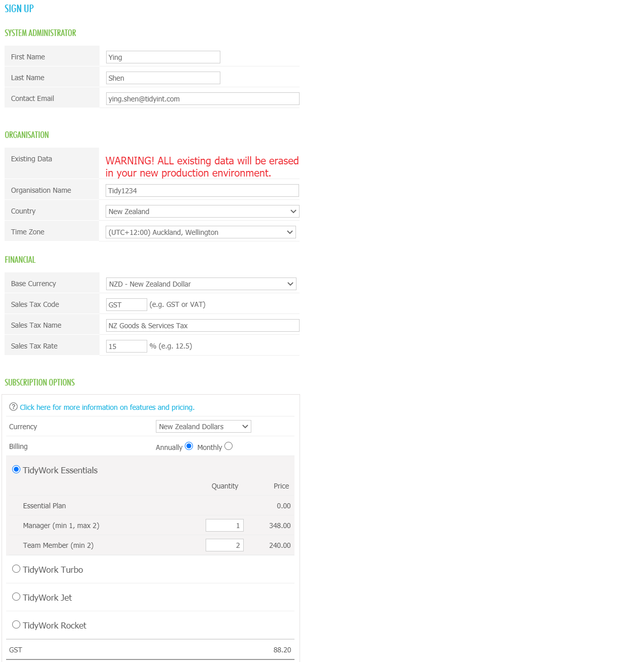 How to subscribe to TidyWork